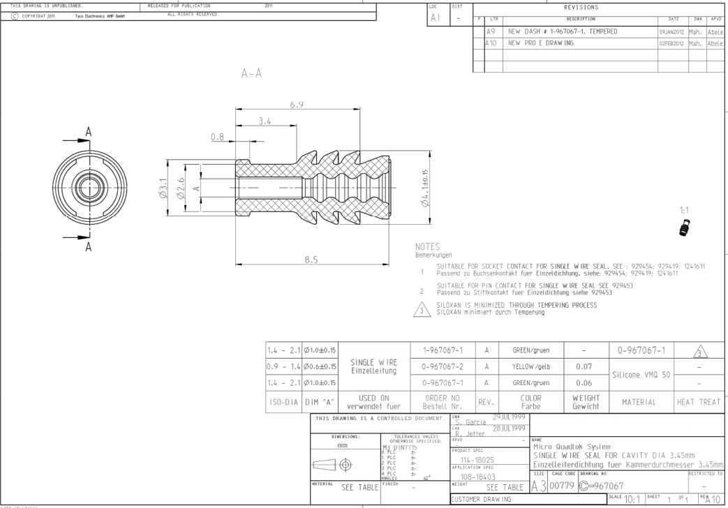 967067-1 cable wire connectors silastic seal - Wenzhou Kinkong Auto ...